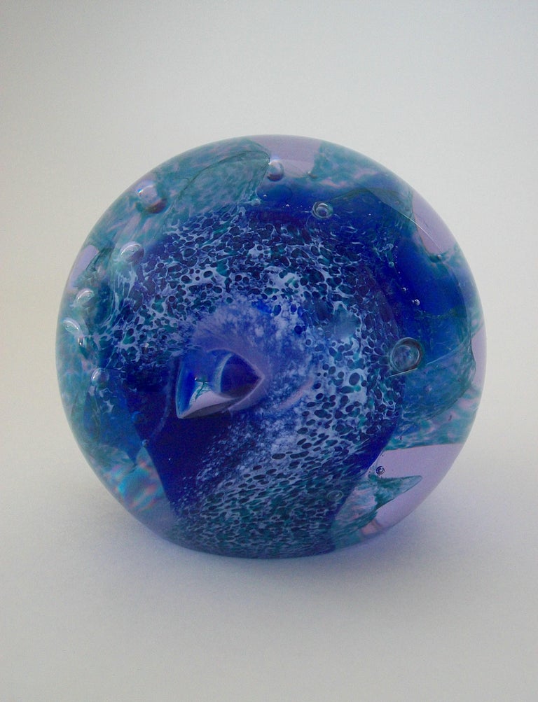 CAITHNESS - High Seas - Blue Swirl Glass Paperweight - U.K. - Late 20th ...