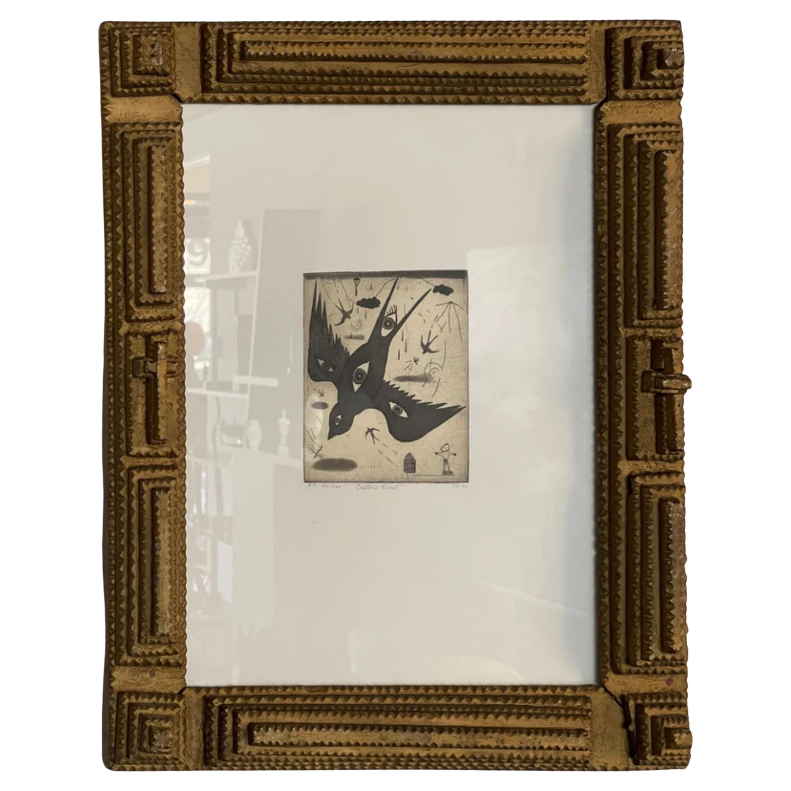 "Caitlin's Bird" Etching in Handmade Tramp Art Frame by Tony ...
