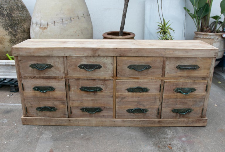 Spanish Wooden Chest of Drawers with Twelve Drawers and Bronze Handles ...