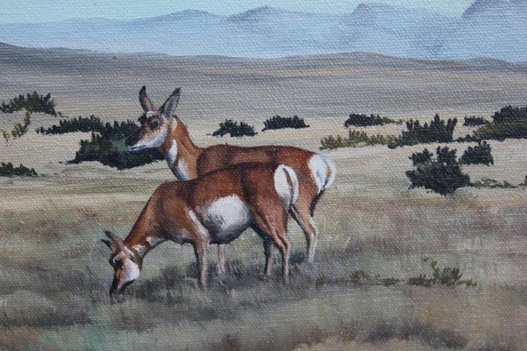 Cal Dean Hill Jr. - Desert Landscape Painting of Three Pronghorn ...