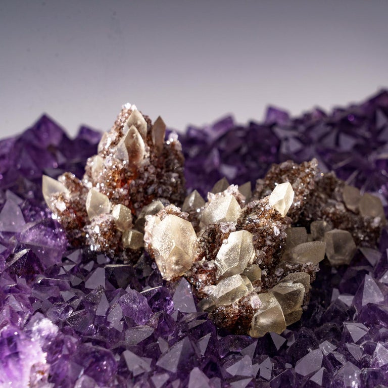 Calcite on Amethyst Cluster from San Eugenio, Artigas Dept., Uruguay ...