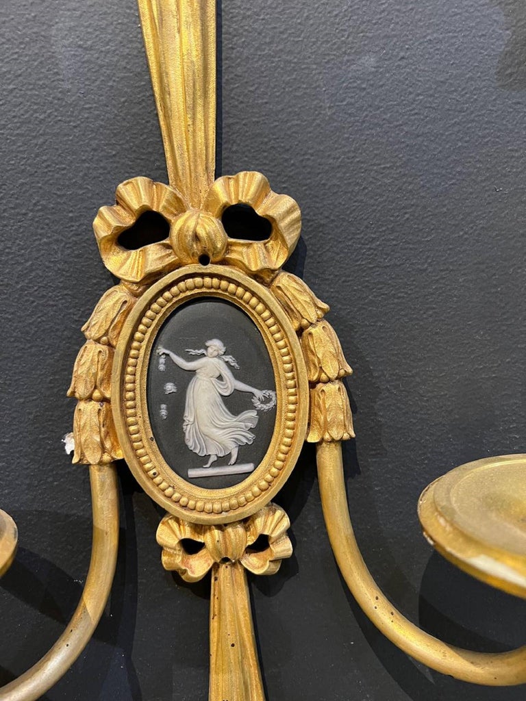 Caldwell Double Arm Sconces with Cameo For Sale at 1stDibs
