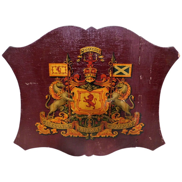 Caledonian Railway Company Coat of Arms on a Wooden Shield 19th Century ...