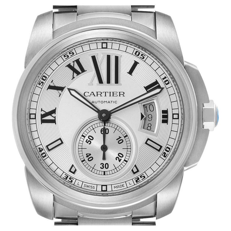 Calibre De Cartier Silver Dial Steel Automatic Mens Watch W7100015 at ...