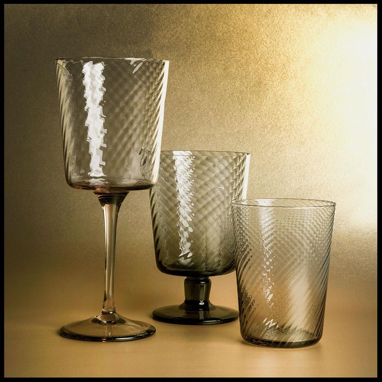 Calice24, Stem Glass Handcrafted Muranese Glass, Angora Plissé MUN by ...