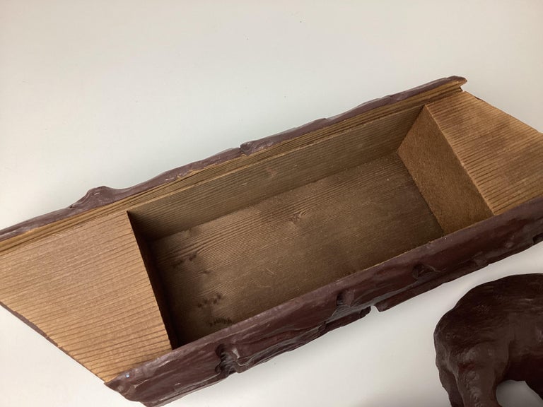 California Chocolate Hand Carved Wood Box with Grizzly Bear On Top For ...