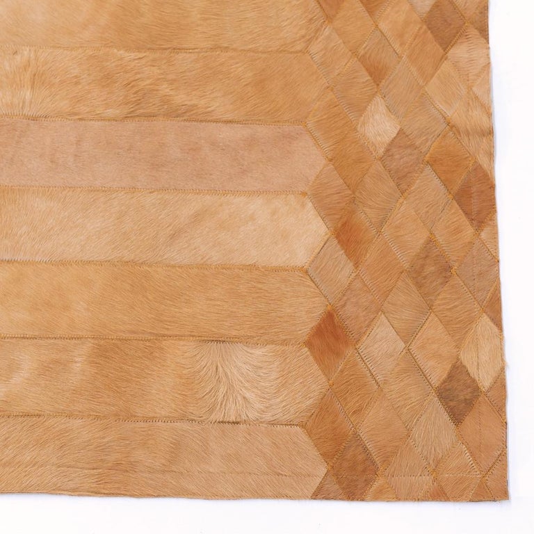 California Inspired Largo Cognac Laser Burn Cowhide Rug For Sale at 1stDibs
