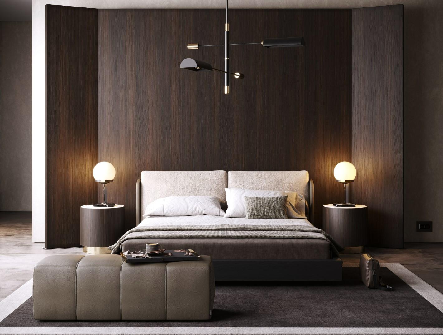 California King Size Bed in Genuine Leather and Fabric For Sale at ...