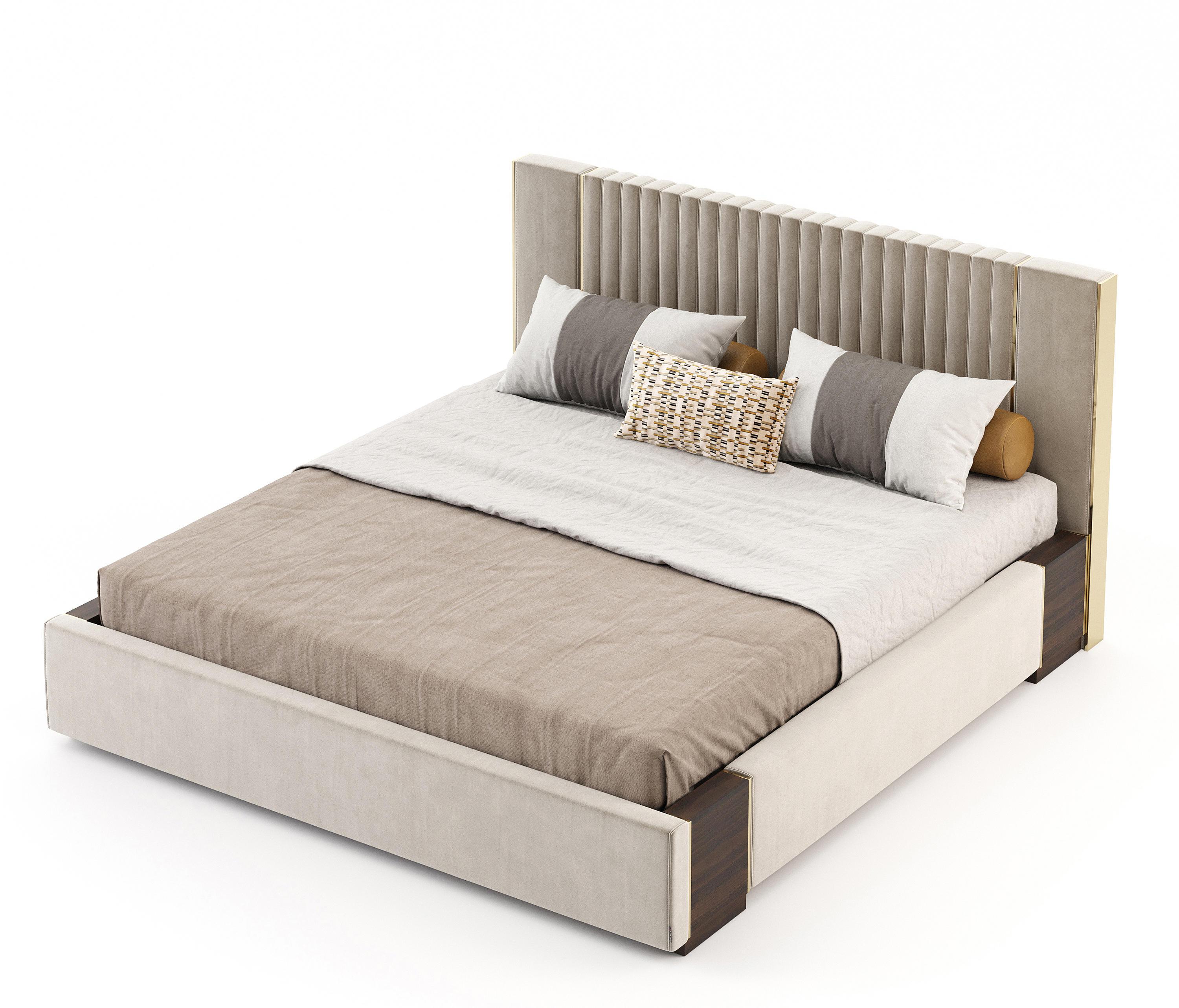 California King Size Bed Upholstered in Custom Velvet with Metal ...