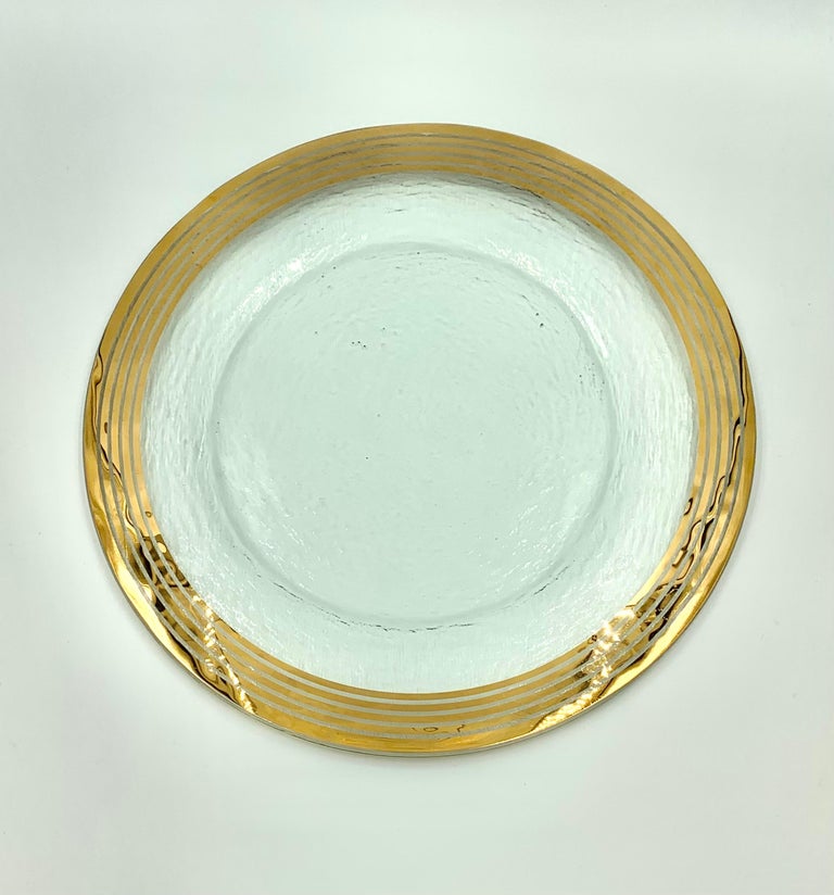 California Modern Handcrafted Annieglass Set 8 Oversize 24K Gold Stripe ...