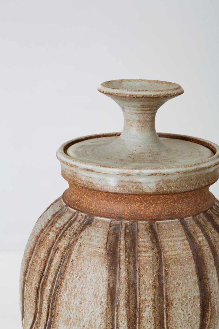 California Modern Incised Studio Pottery Vessel with Lid by Don ...
