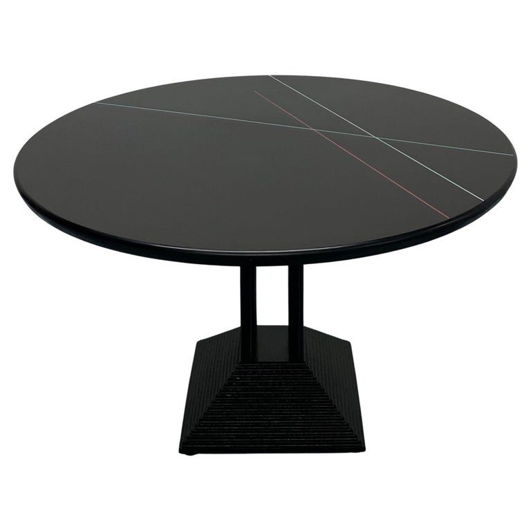California Postmodern Round Dining Table with Color Lines by Peterson ...