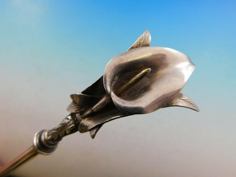 Calla Lily by Whiting Sterling Silver Ice Spoon GW Brite Cut with ...