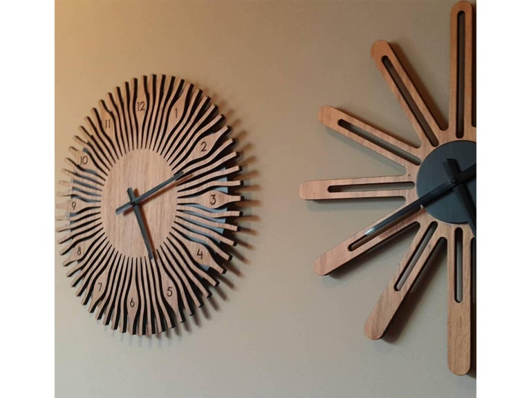 Calli Brazilian Contemporary Wood Wall Clock by Lattoog For Sale at 1stDibs