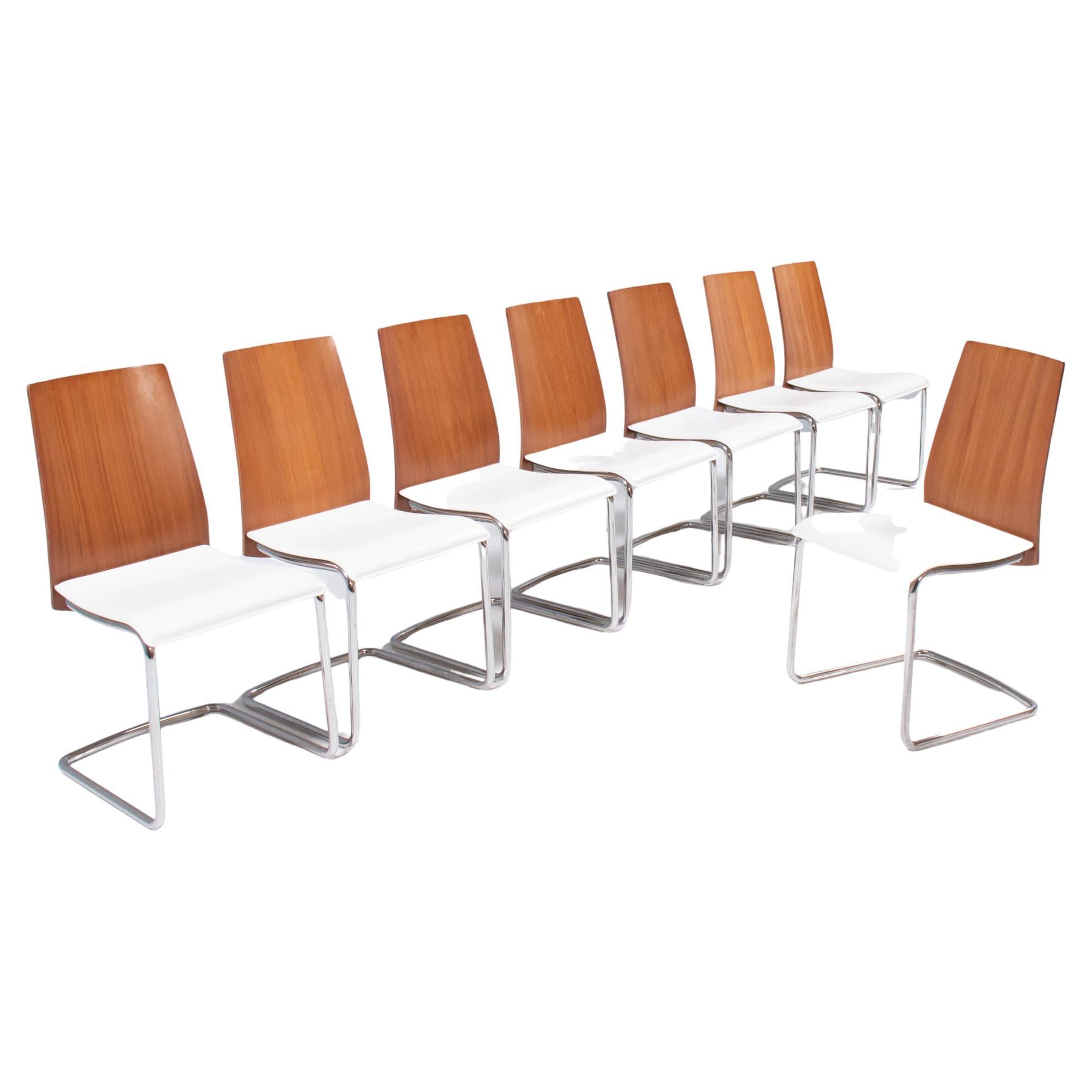 Set of 6 Calligaris Leather Italian Dining Chairs in Umber Modern ...