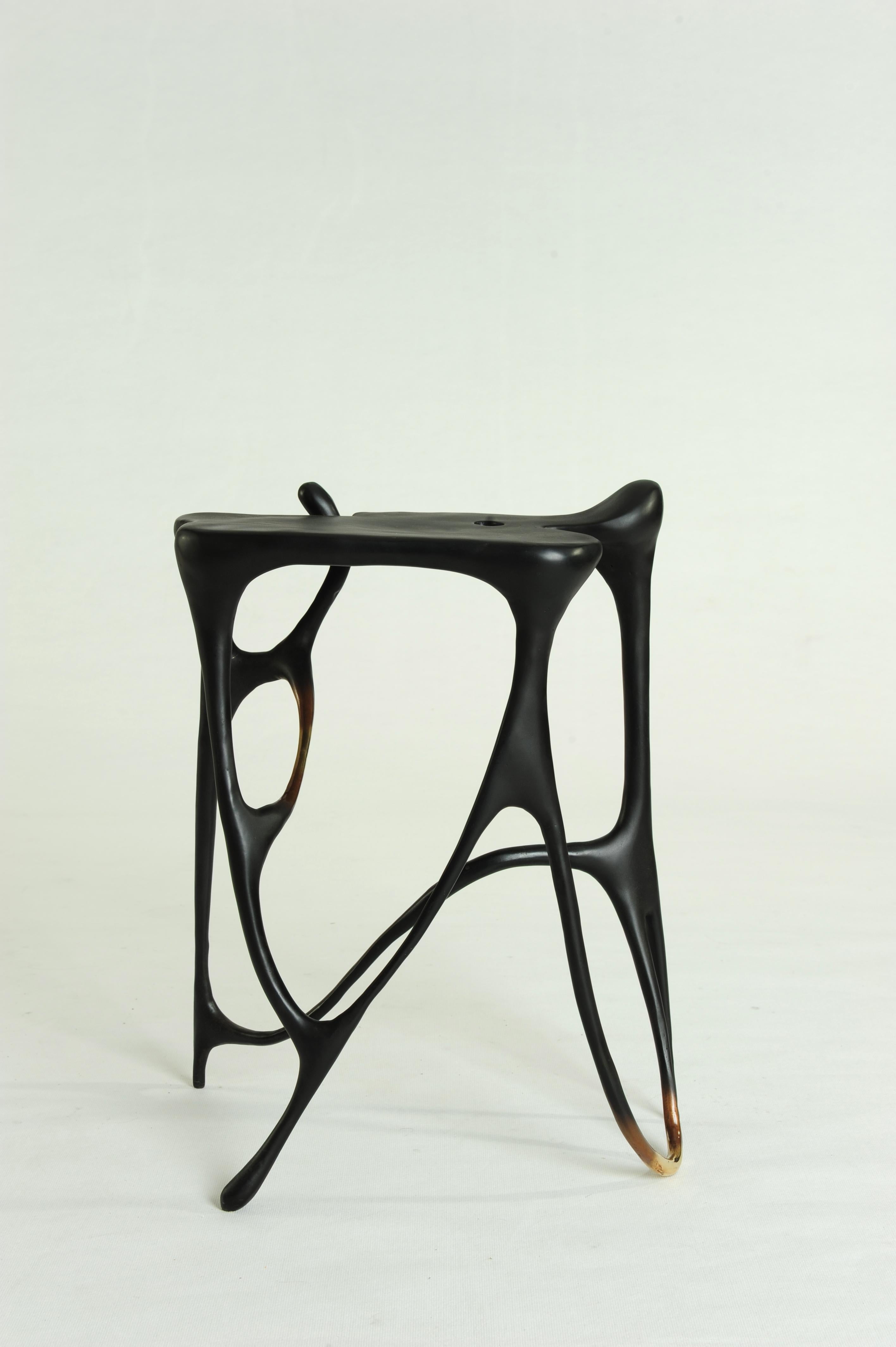 Calligraphic Sculpted Brass Side Table by Misaya For Sale at 1stDibs