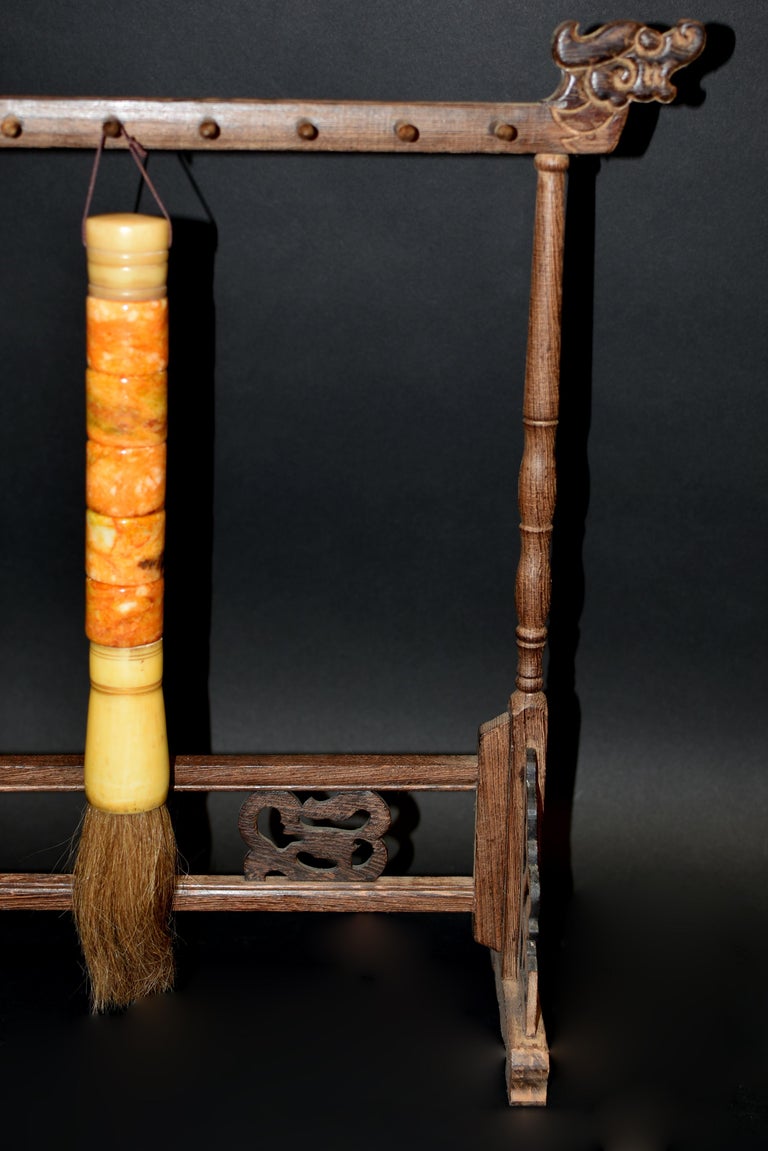 Calligraphy Brush Large Butterscotch Marble Archer's Rings at 1stDibs