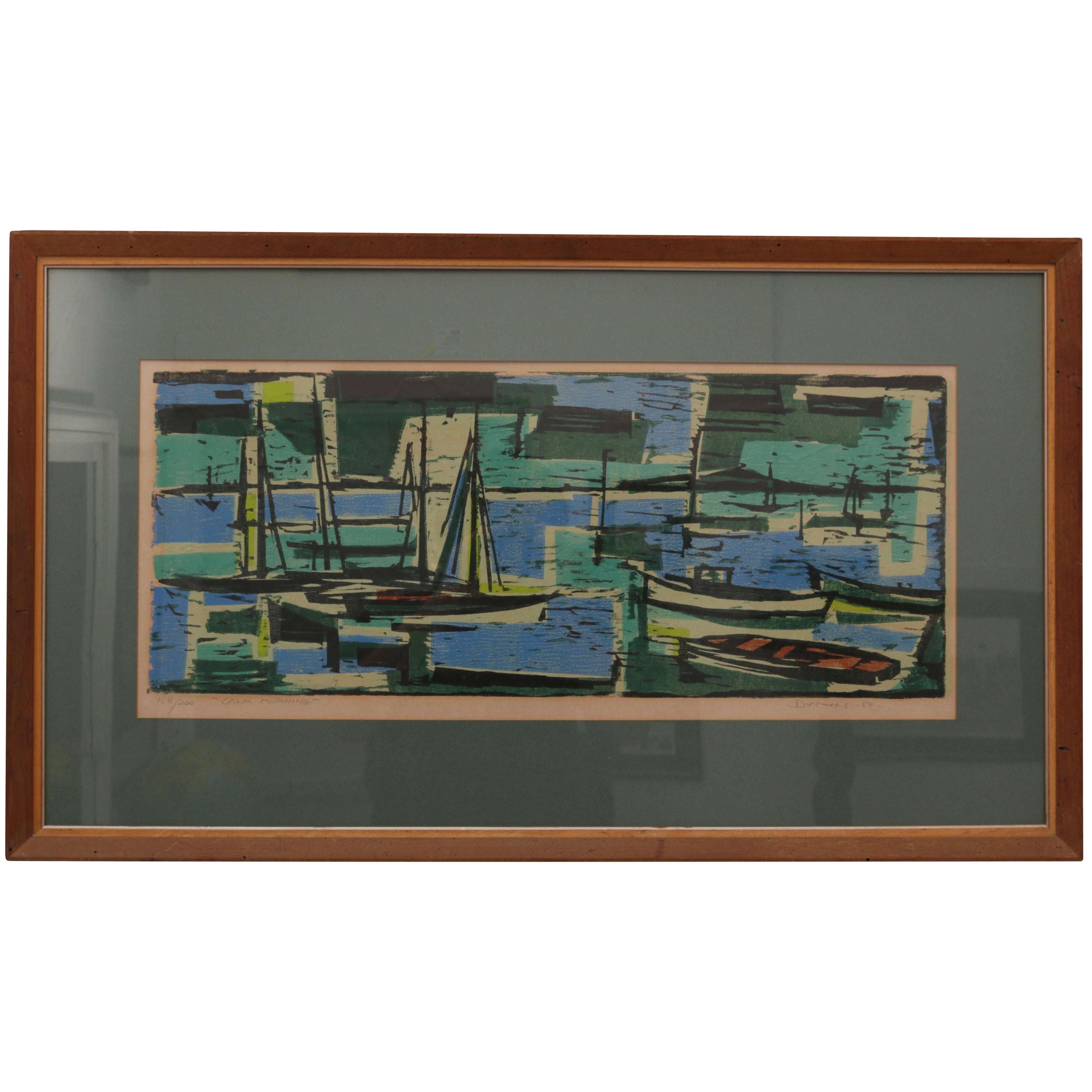 American Arts and Crafts Color Woodblock Print, Signature unknown For ...