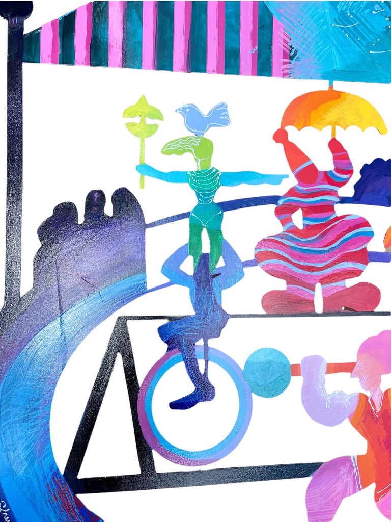 Calman Shemi - Large Israeli Colorful Metal Wall Sculpture Painting ...