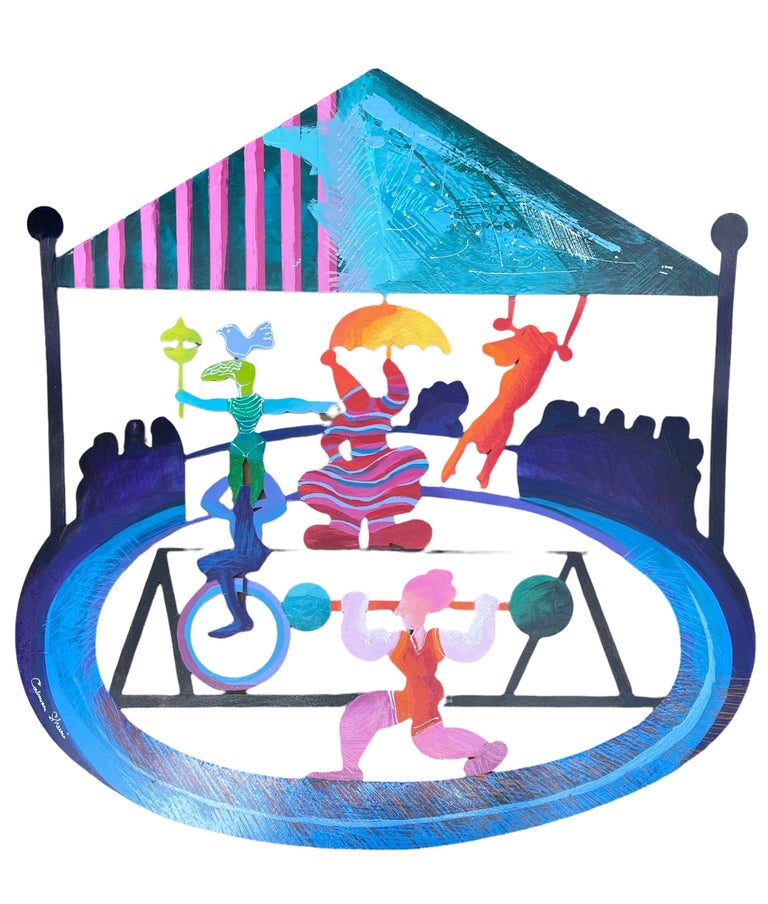 Calman Shemi - Large Israeli Colorful Metal Wall Sculpture Painting ...