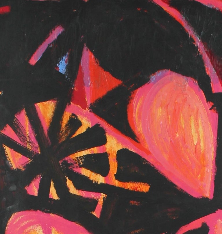 Calvin Anderson - Large Modernist Abstract in Pink, Black, and Orange ...