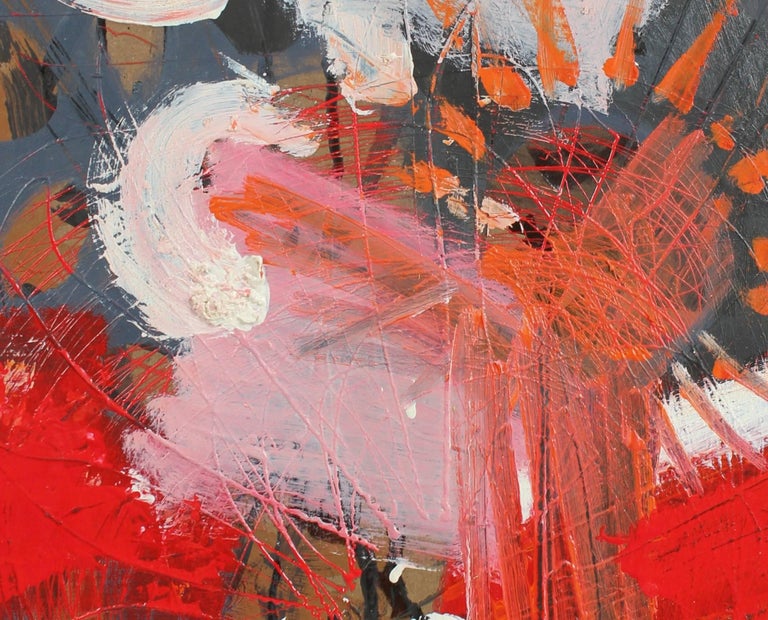 Calvin Anderson - Modernist Abstract in Red and Gray, Oil Painting ...