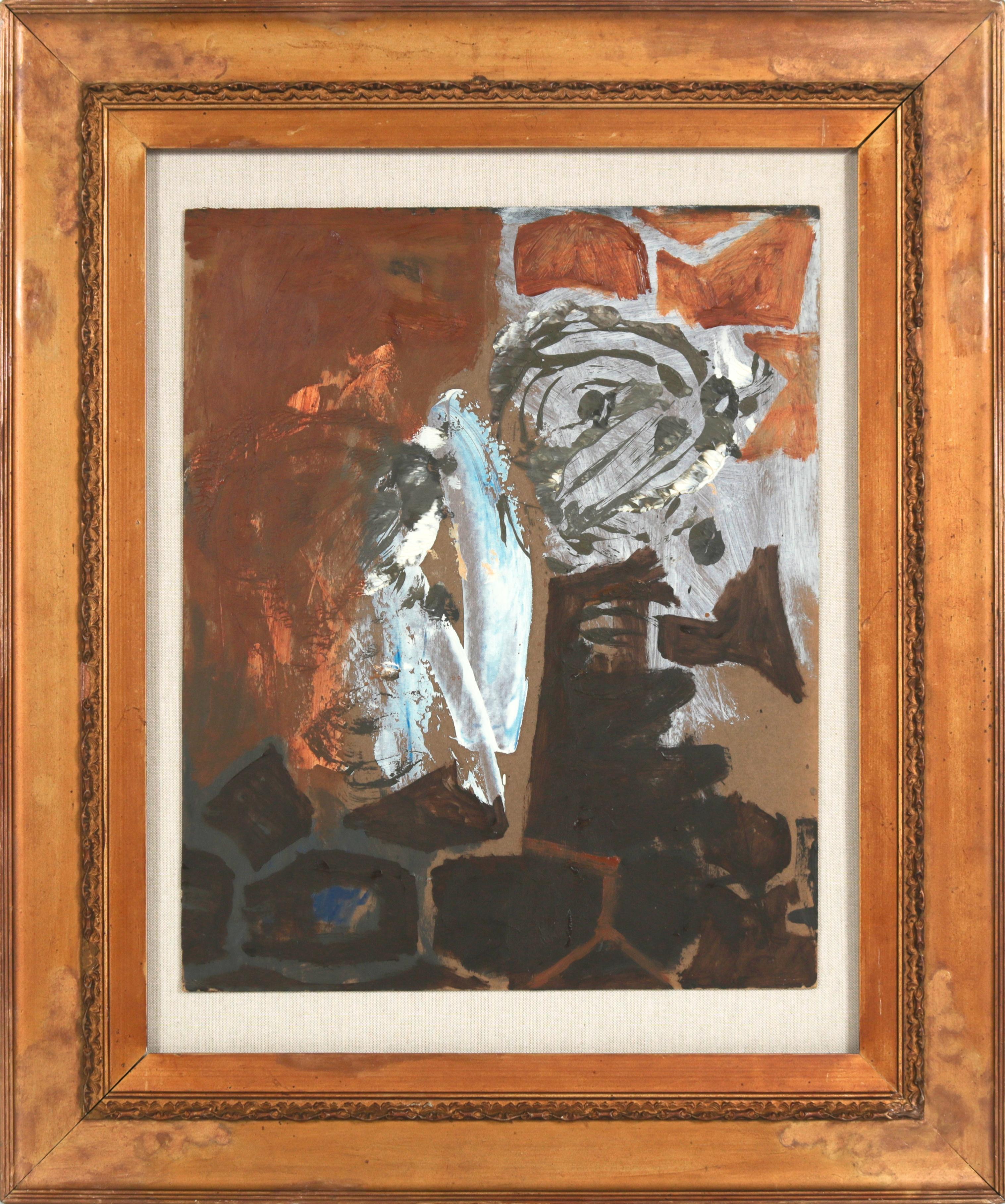 Calvin Anderson - Modernist Abstract in Red and Gray, Oil Painting ...
