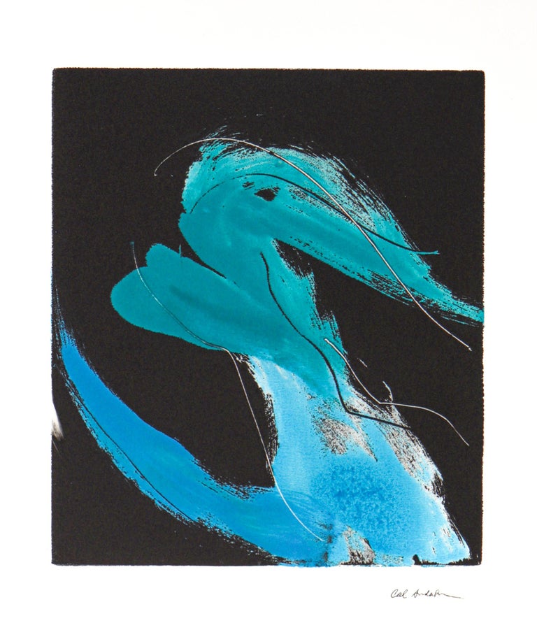 Calvin Anderson - Cool Toned Whimsical Abstract Mid Century Monotype ...