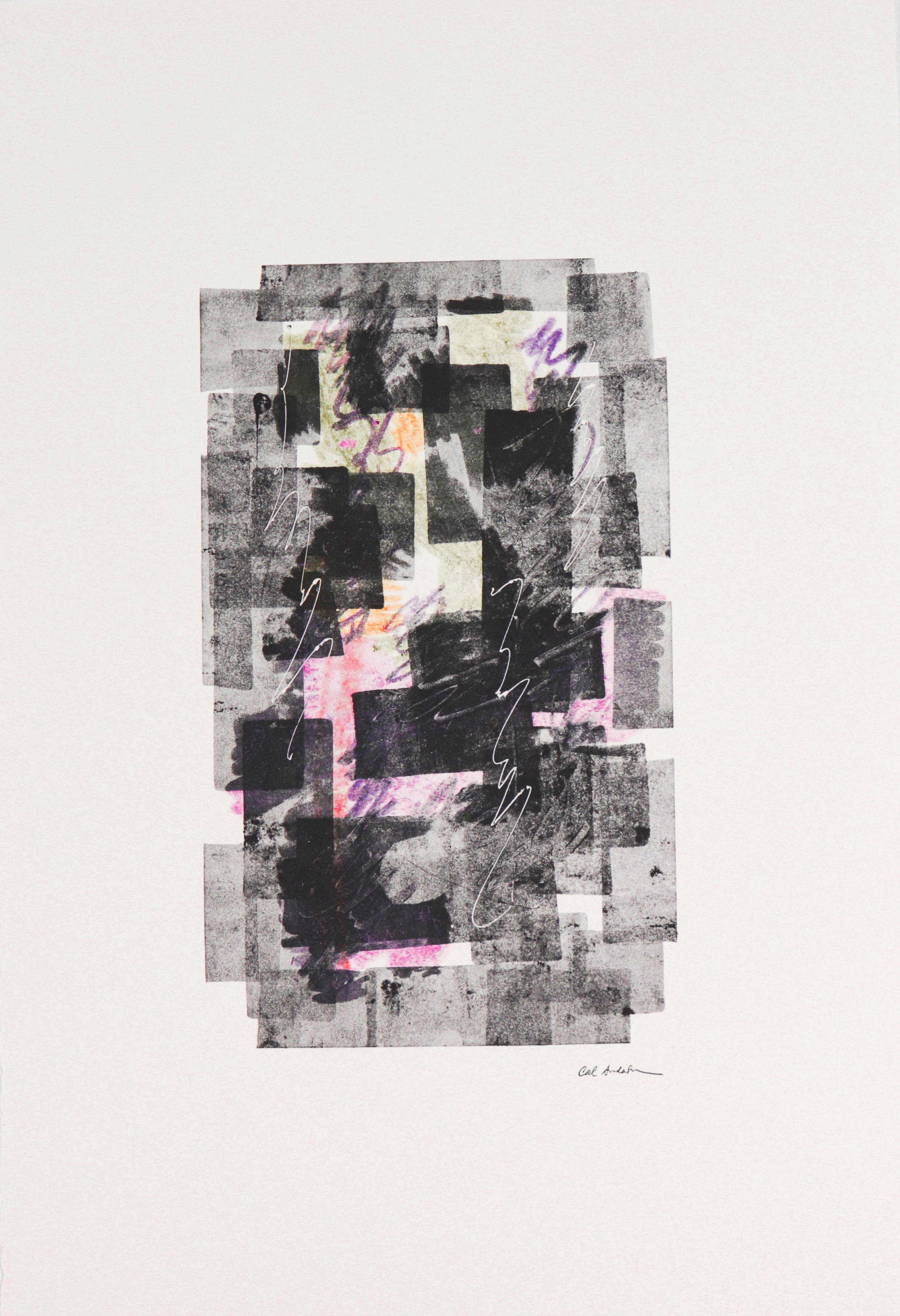 Calvin Anderson - Abstract Monotype Black and White, Circa 2000s For ...