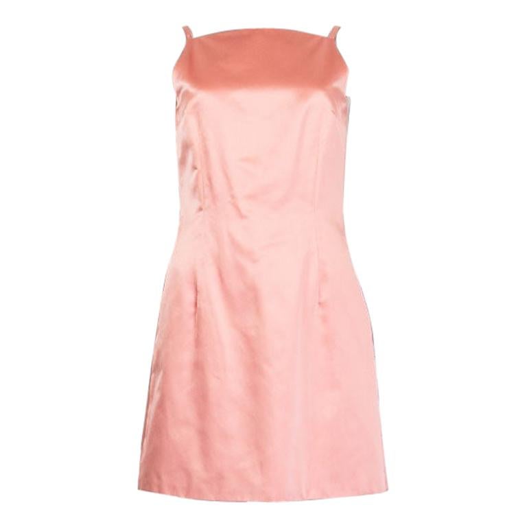 CALVIN KLEIN COLLECTION pink silk 1990s SATIN Sleeveless Dress S at 1stDibs