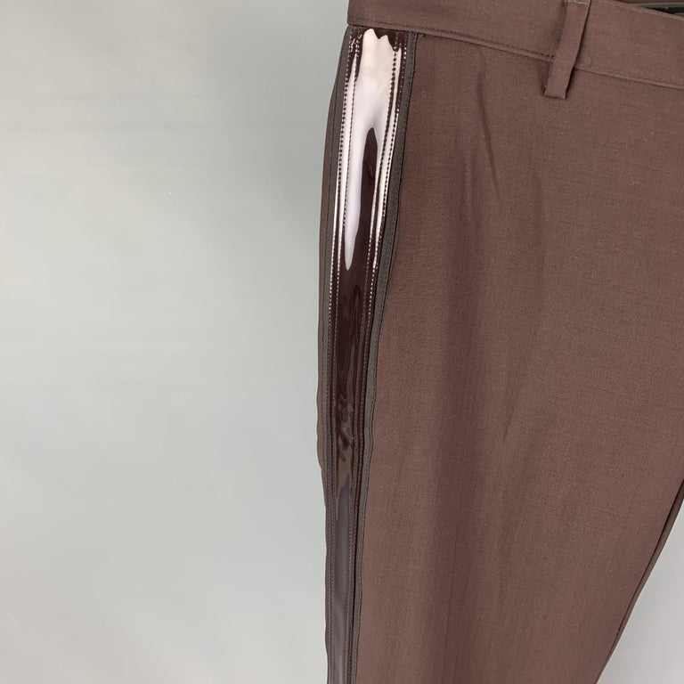 CALVIN KLEIN COLLECTION Size 32 Brown Wool Cuffed Dress Pants For Sale ...