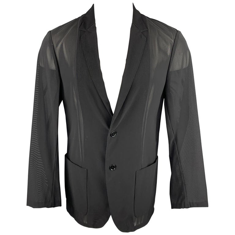 CALVIN KLEIN COLLECTION Size 40 Black See Through Mesh Sport Coat For ...