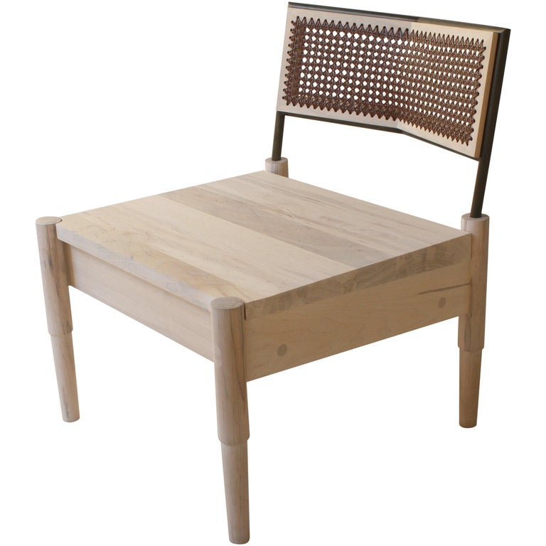 Camber Handmade Lounge Chair with a Woven Leather Backrest by Laylo ...