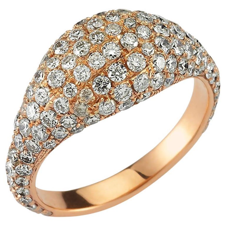 14k Gold Pave White Diamond Ring For Sale at 1stDibs