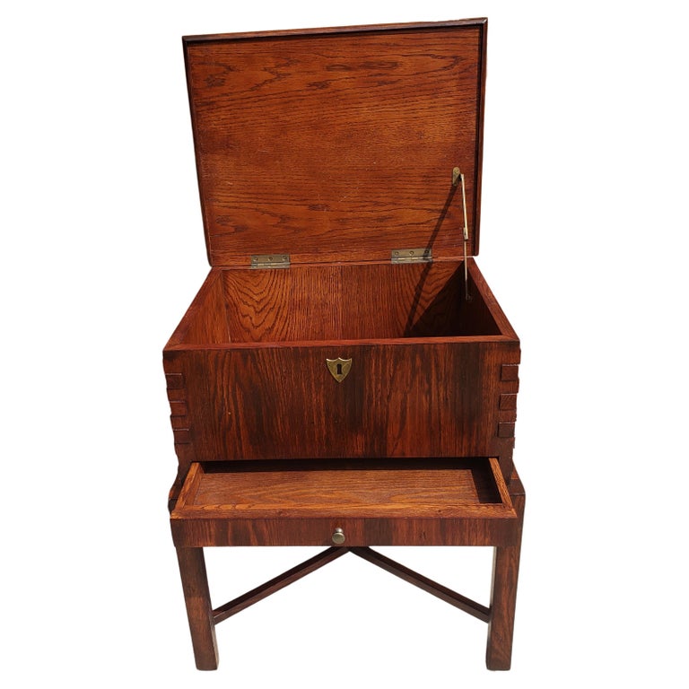 Cambridge Collection Red Oak Dovetailed Joints Silver Chest on Stand at ...