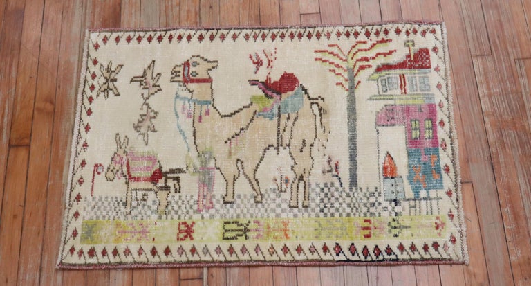 Camel Donkey Anatolian Pictorial Rug For Sale at 1stDibs