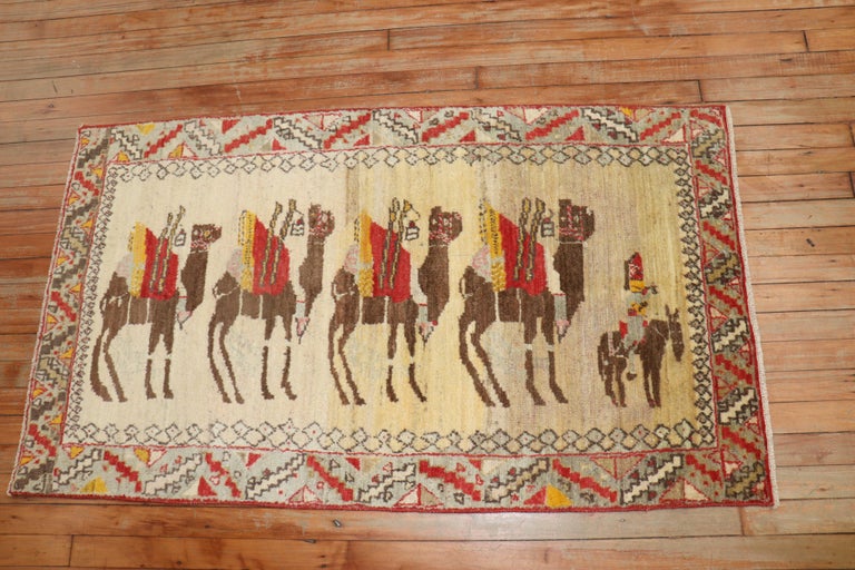 Camel Donkey Anatolian Pictorial Rug For Sale at 1stDibs