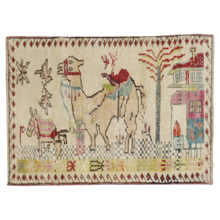 Camel Donkey Anatolian Pictorial Rug For Sale at 1stDibs