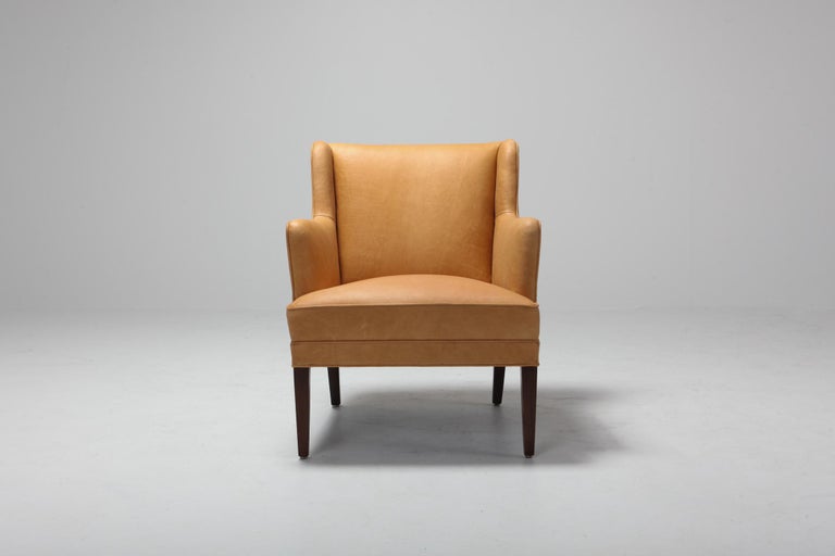 Camel Leather Danish Club Chair at 1stDibs