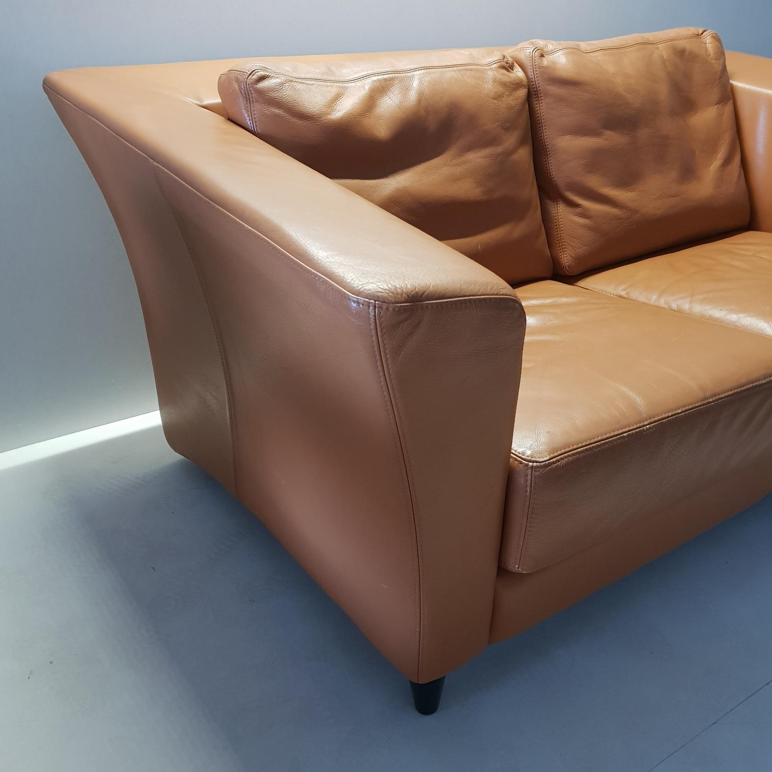 Camel Thick Quality Leather 2-Seat Sofa by Molinari, 1990s For Sale at ...