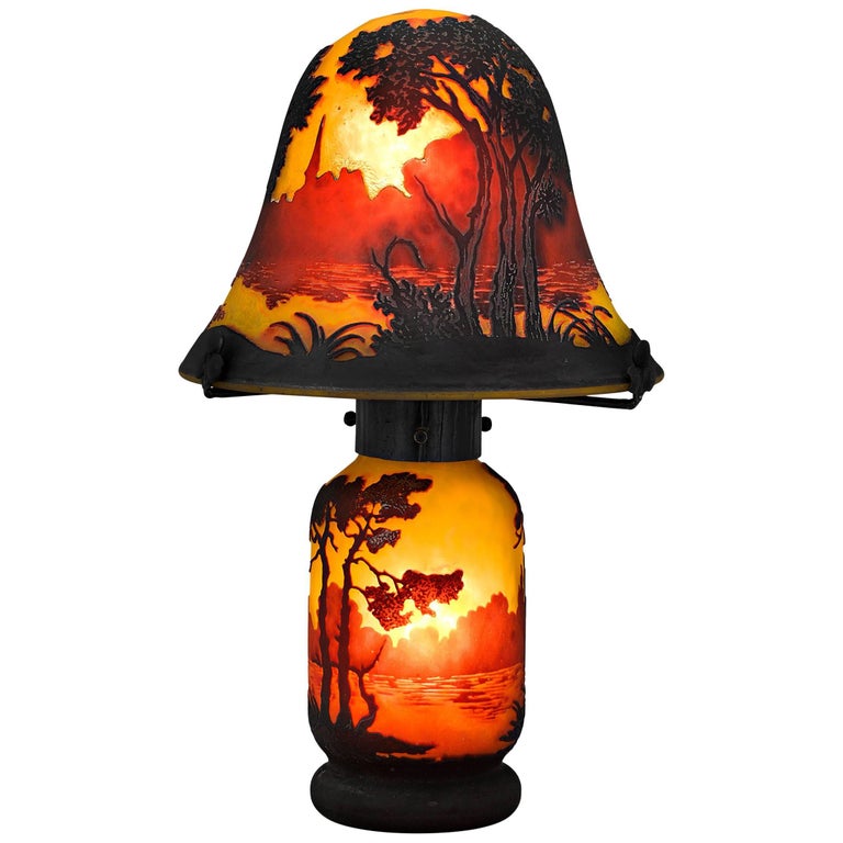 Cameo Glass Lamp by Muller Frères at 1stDibs