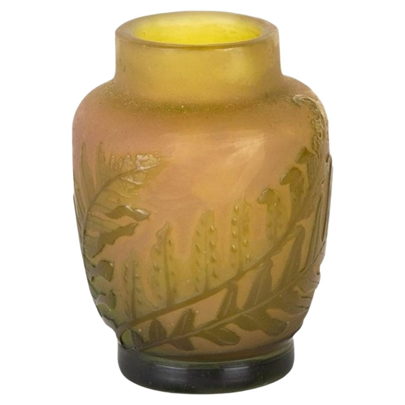 Cameo Glass Vase Green Fern by Emile Galle, 20th Century For Sale at ...