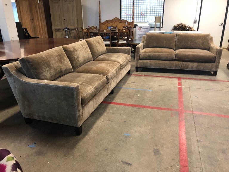 Cameron Collection Lower Park Avenue Velvet Sofa For Sale at 1stDibs
