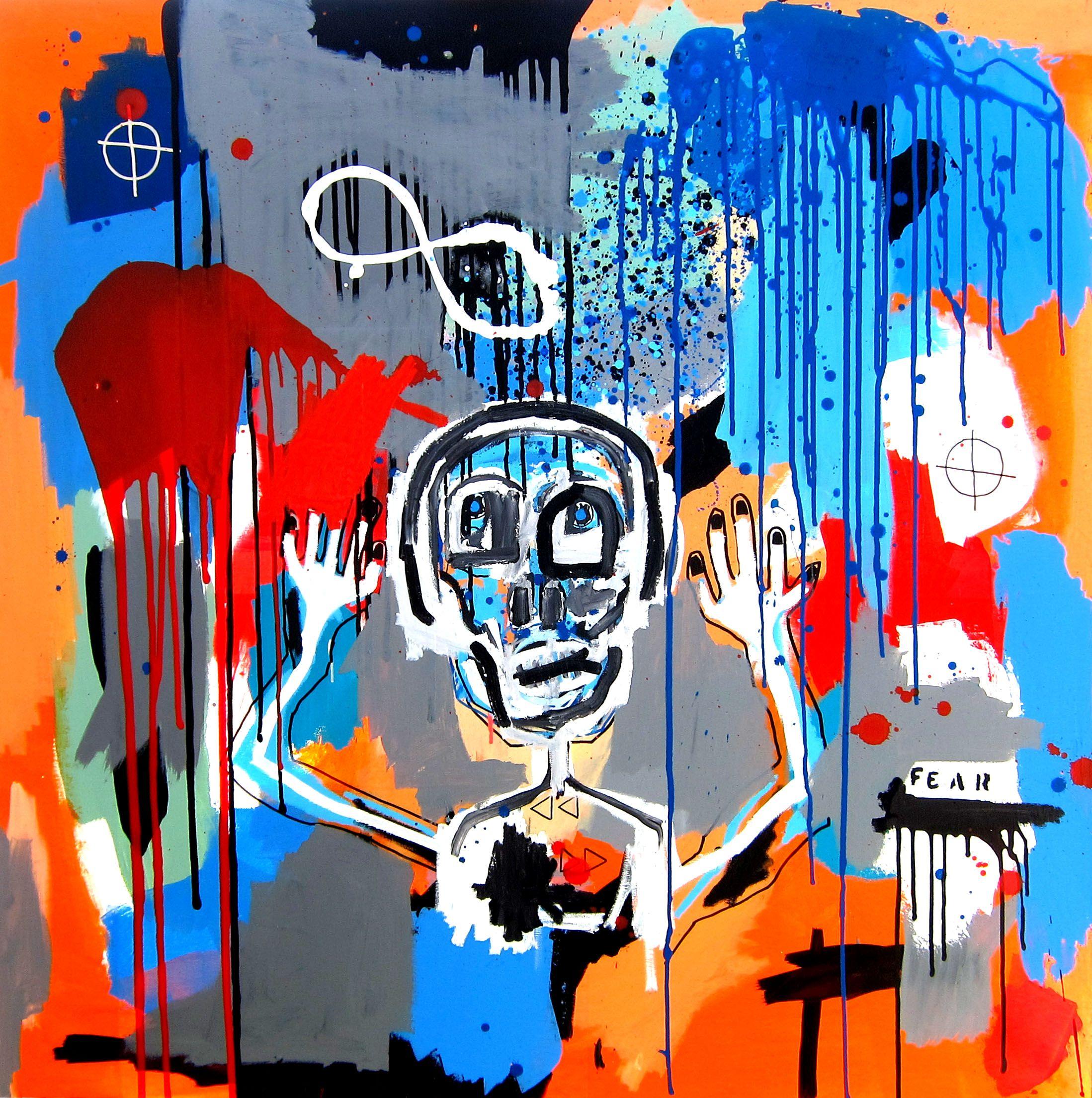Cameron Holmes - Head full of fear, Mixed Media on Canvas For Sale at ...