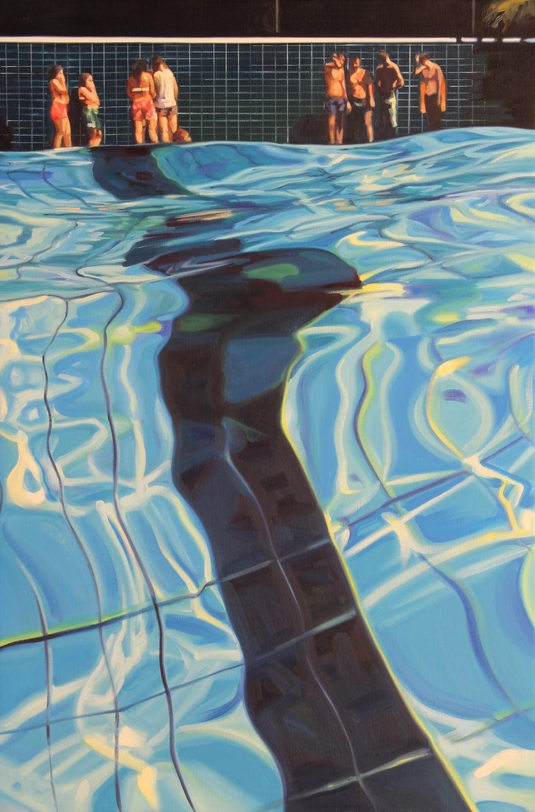 Cameron Rudd - Figurative painting with swimming pool 120 x 80 cm by ...