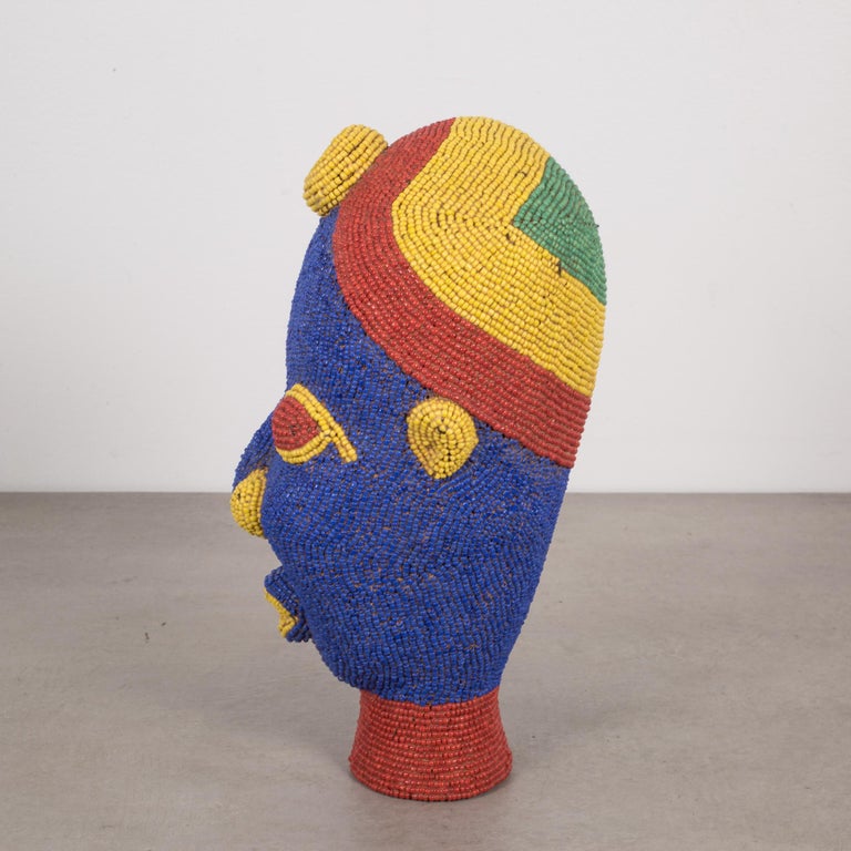 Cameroon Bamun African Beaded Head For Sale at 1stDibs