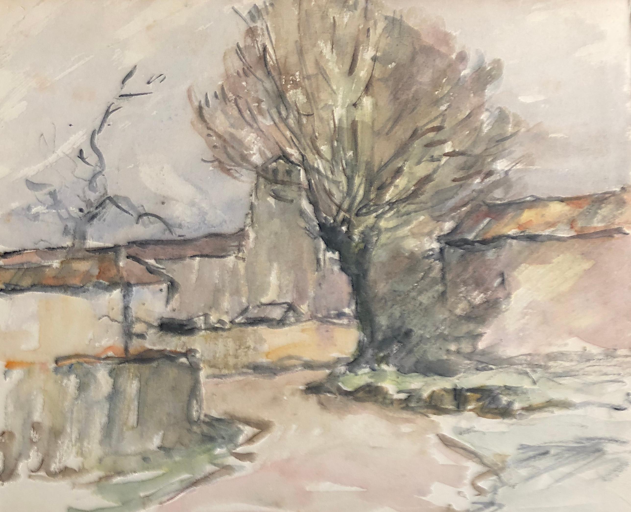 Camille Meriot - Farm Buildings, French Impressionist painting at 1stDibs