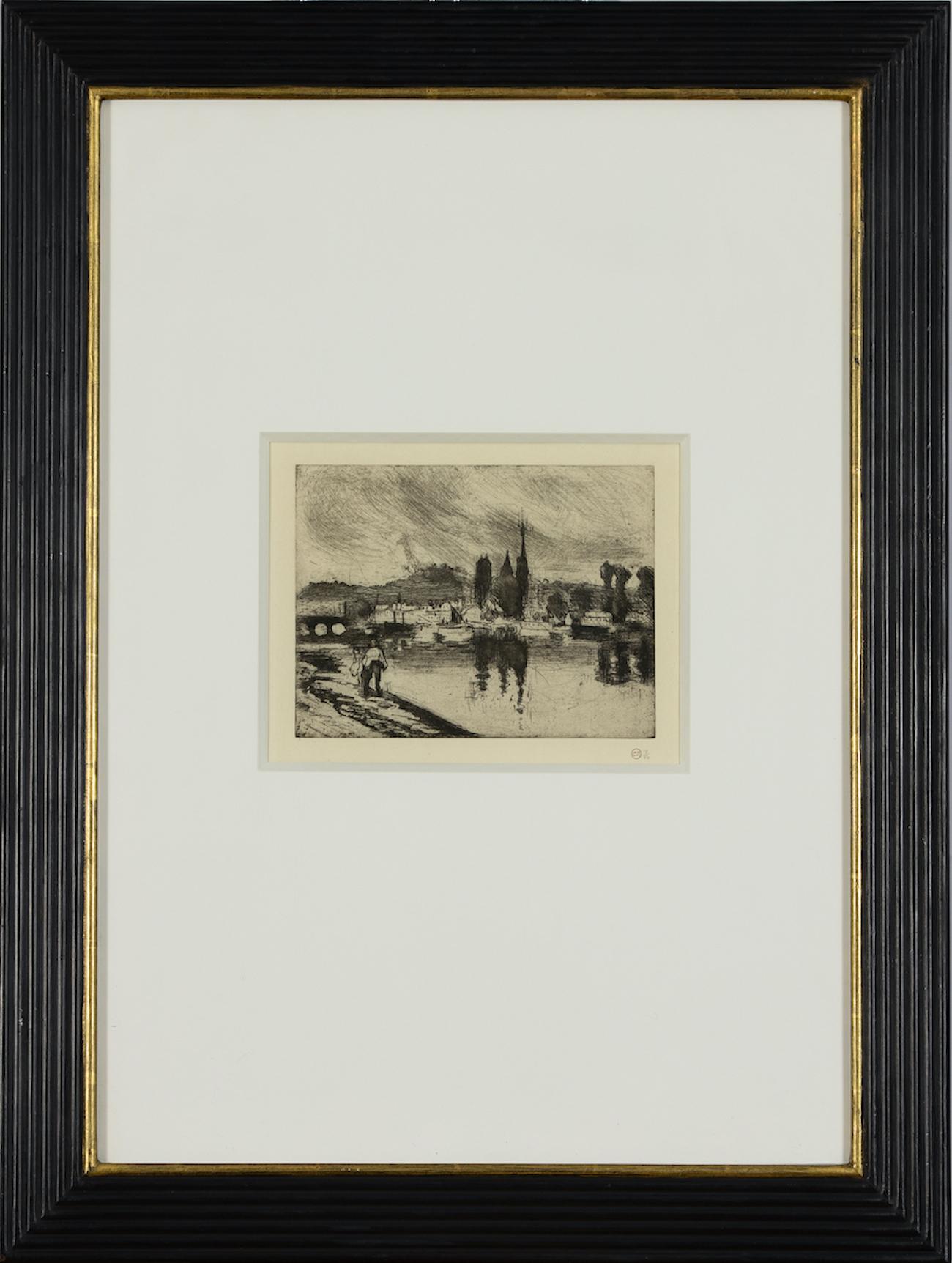 Camille Pissarro - Vue de Rouen (Cours la Reine), Etching by Camille ...