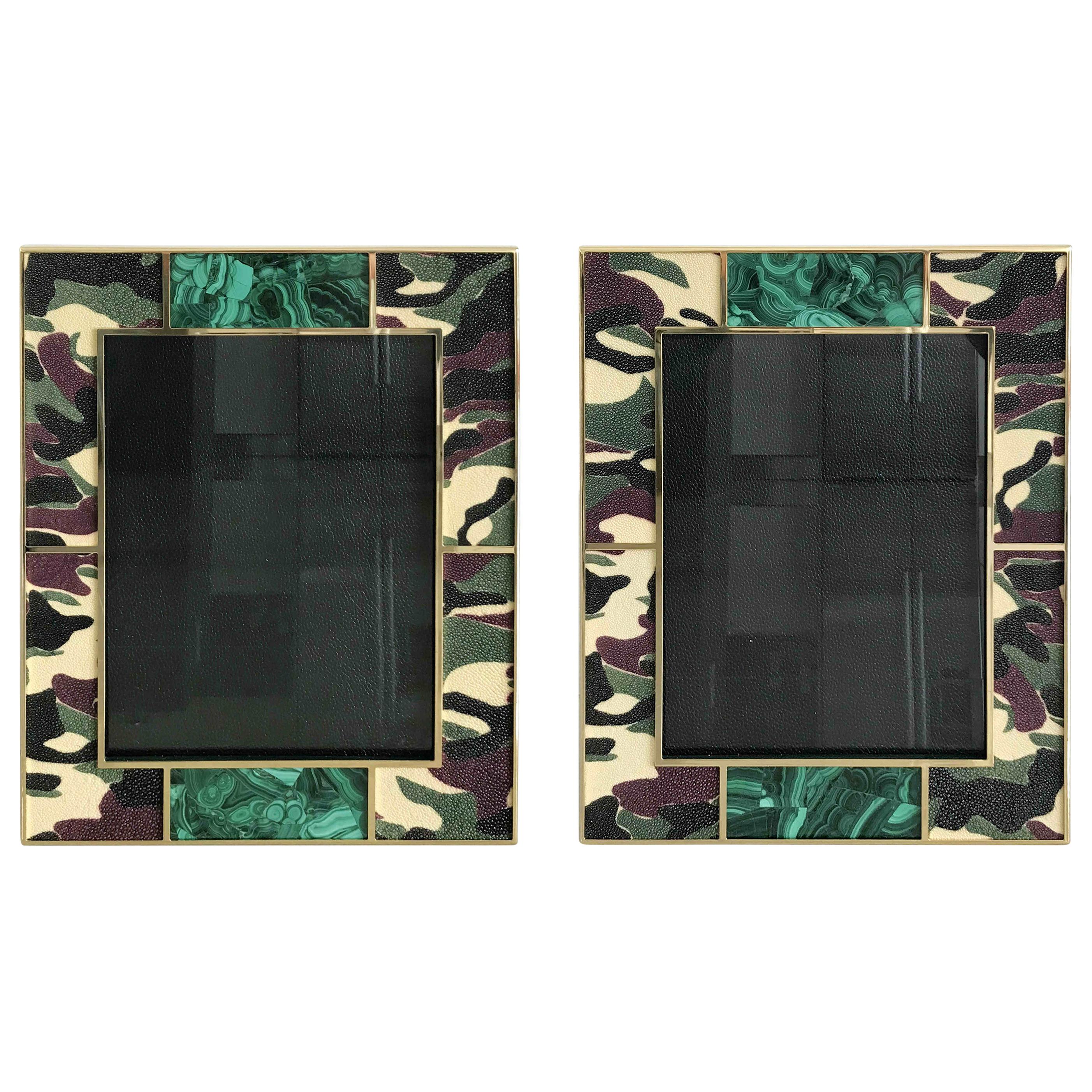 Embossed Alligator or Crocodile Leather Photo or Picture Frame, Pair ...