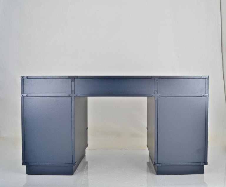 Campaign Desk Custom Lacquered in Polo Blue at 1stDibs